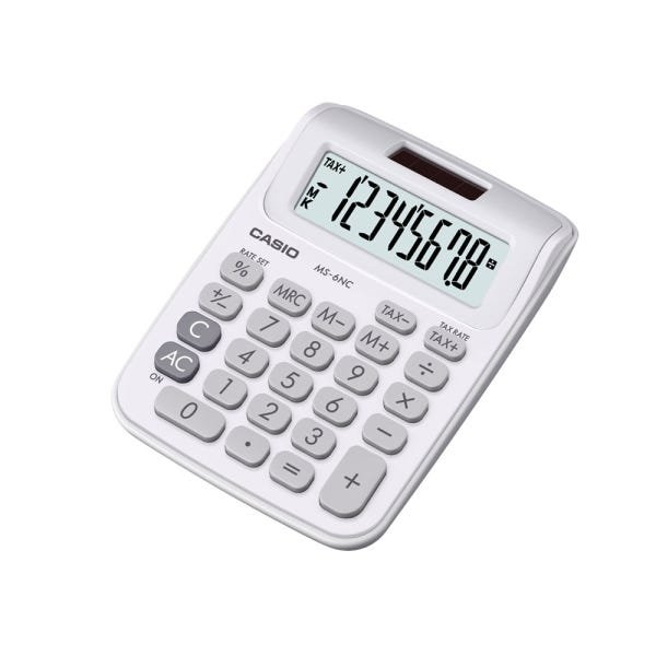 Mini calculadora Casio de mesa com visor 8 dígitos Branca MS-6NC-WH MS-6NC-WH | MadeiraMadeira