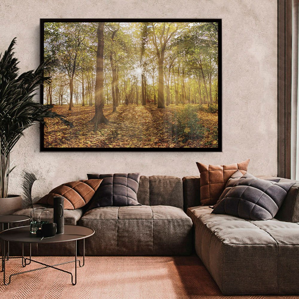 Quadro Decorativo Caixa Floral Floresta na Luz do Sul Tacolado Moldura Caixa 3cm Preta com Vidro ...