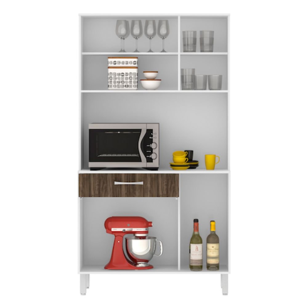 Kit Cozinha Viena Plus 910 4 Portas 1 Gaveta Madine Móveis Branco/Carvalho Cestaplus ...