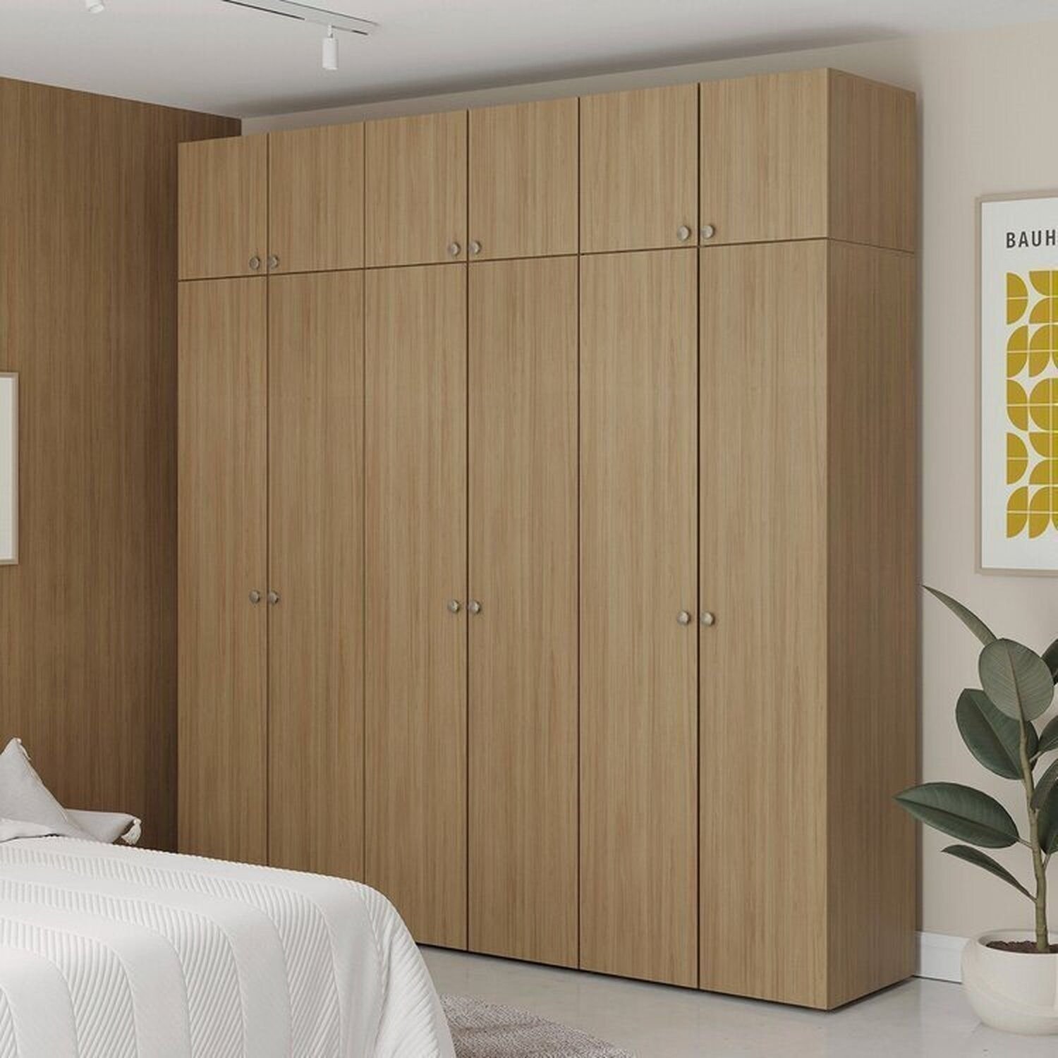 Guarda-Roupa 6 Módulos 12 Portas 9 Prateleiras Frame CabeCasa ...