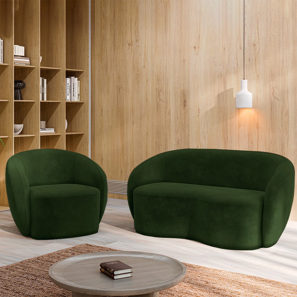 Conjunto 1 Sofá Living 160cm e 1 Poltrona Decorativa Sala de Estar Íbis ...