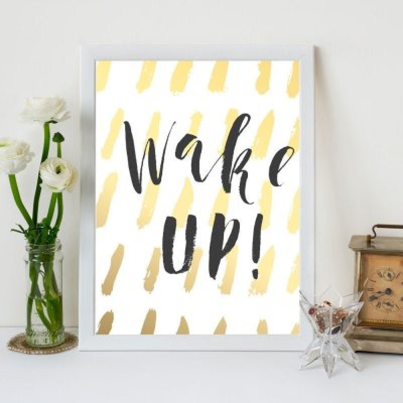Quadro Decorativo com Moldura Wake Up Branco - 20x25cm | MadeiraMadeira