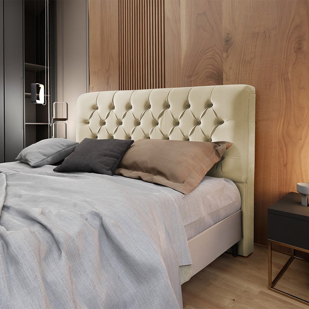 Cabeceira Estofada Capitonê Ana Classic 195cm em Veludo | MadeiraMadeira