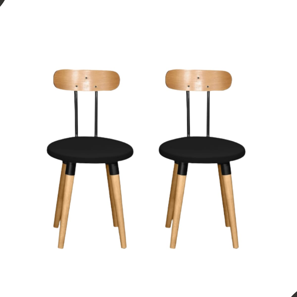 Kit com 2 Cadeiras Pré Montadas Pés Palito Retrô Madeira - Preto ...