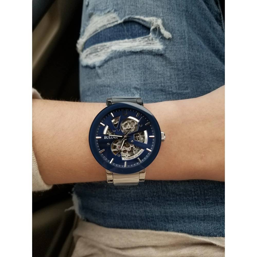 Relógio Bulova Masculino Ref: 96a204 Automático Esqueleto Prateado ...