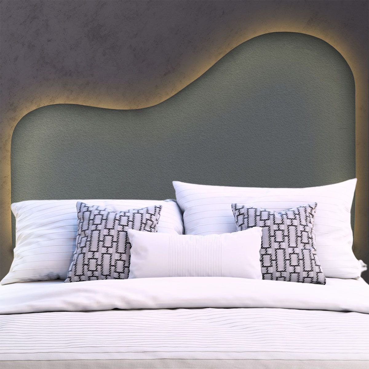 Cabeceira Led Orgânica 140cm Casal Painél para Cama Box Bouclé Serena ...