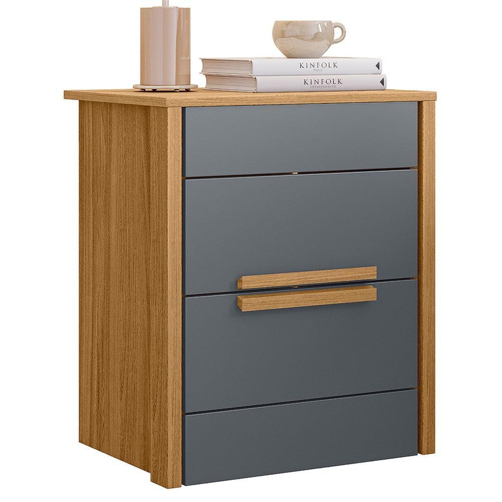 Kit 2 Mesas de Cabeceira Dhara 2 Gavetas Freijó/cinza - Moval ...