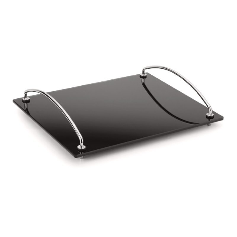 Bandeja Andréa vidro preto 26 x 32 cm Forma Inox 2703-P | MadeiraMadeira