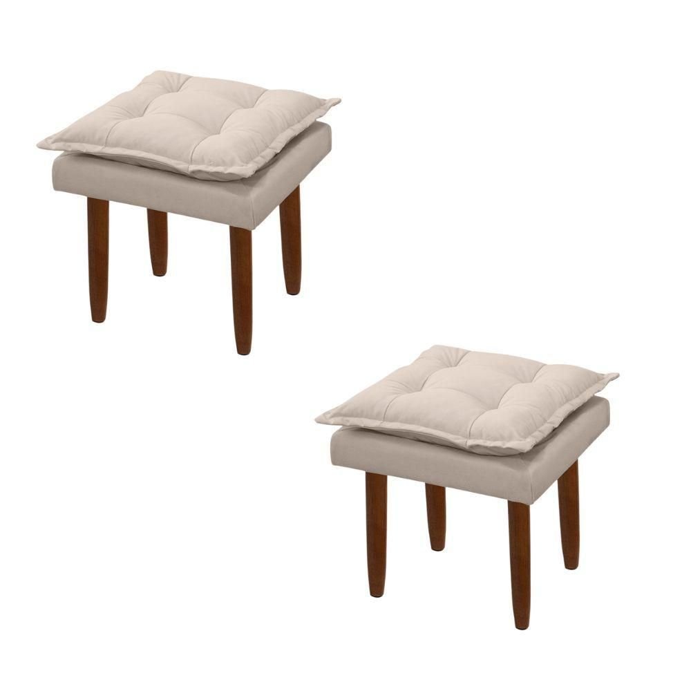 Kit 02 Puff Maria para Sala de Tv e Estar Quarto Confortável Suede Bege ...