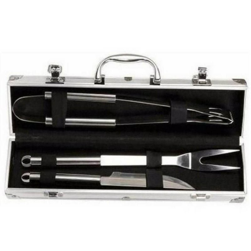 Kit Churrasco Inox 3 Peças Maleta Alumínio Kit Chefe Churrasqueiro ...