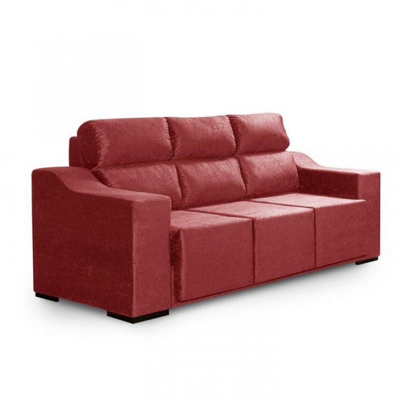 Sofá 3 Lugares Retrátil Viena Suede Amassado (Vermelho) - Minha Casa Na ...