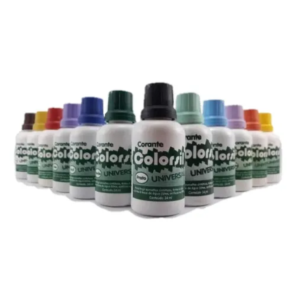 KIT 14 CORANTE COLORANTE DE TINTA UNIVERSAL COLORSIL 34ML TODAS CORES ...