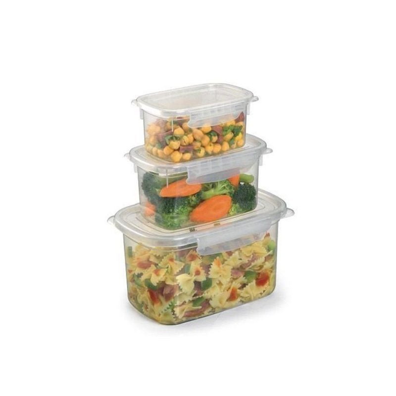 Conjunto 3 Potes Hermético Retangular com Travas Laterais Freezer Micro ...