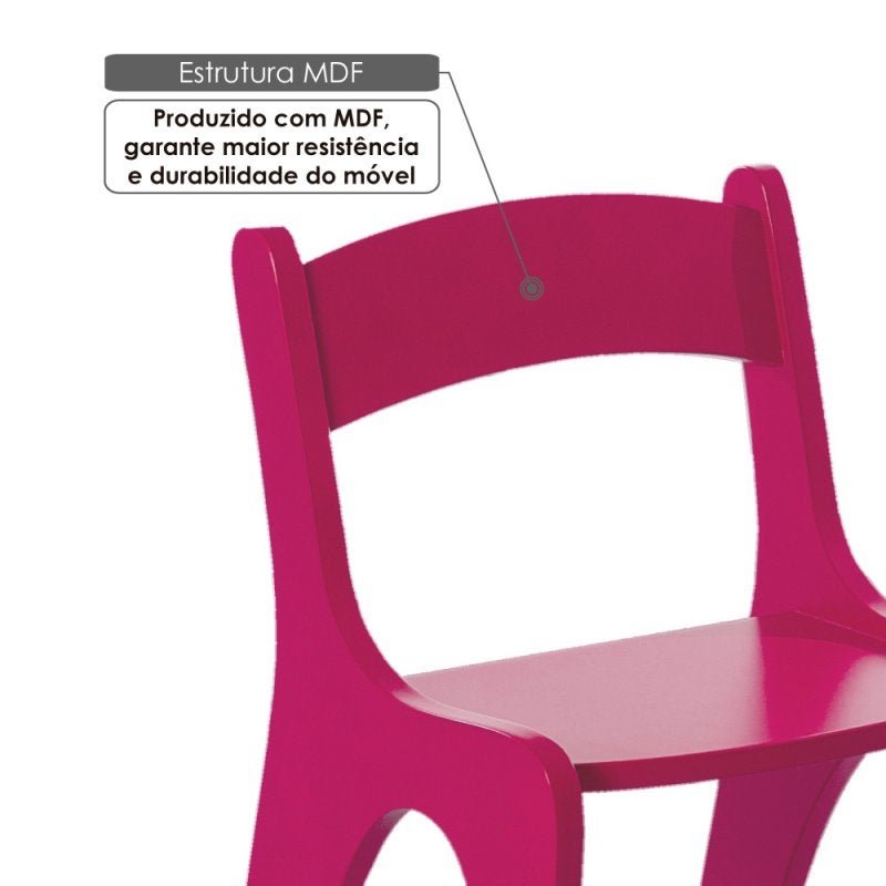 Kit 2 Cadeiras Infantis em MDF - Pintura em Laca Rosa/Amarelo ...