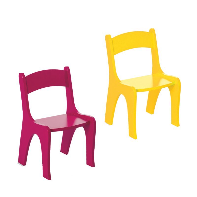 Kit 2 Cadeiras Infantis em MDF - Pintura em Laca Rosa/Amarelo ...