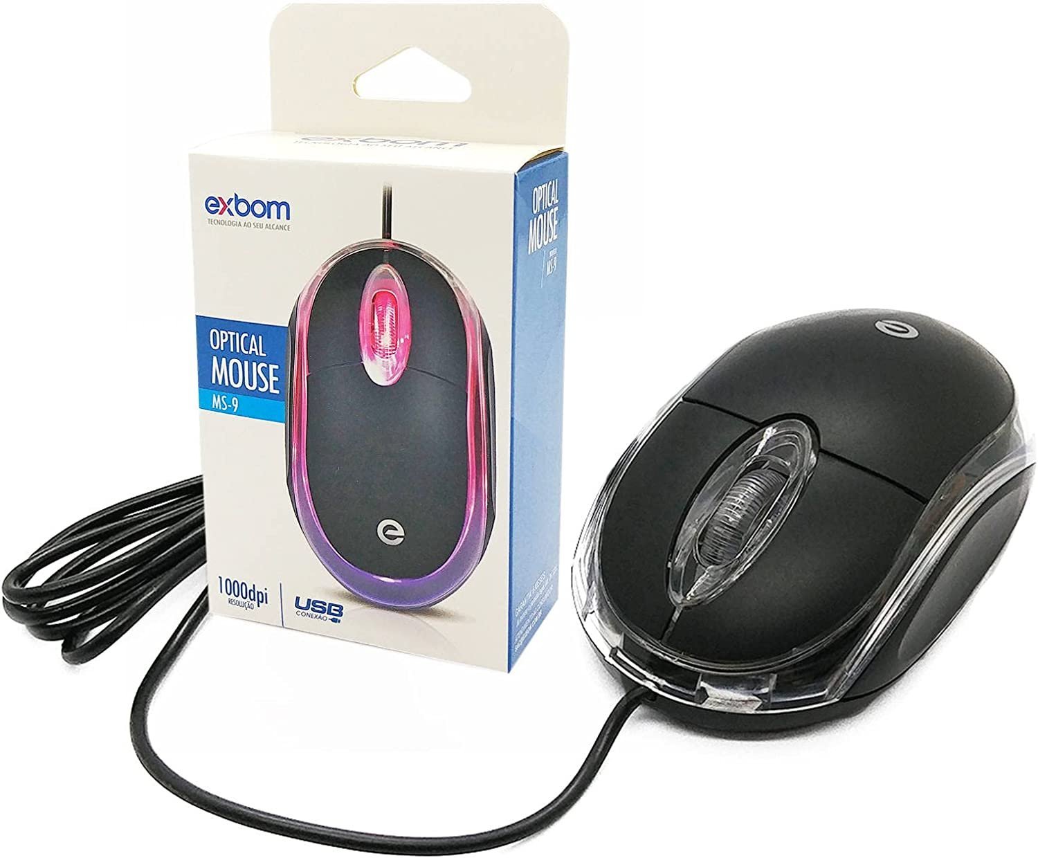 Mini Mouse Óptico Usb 1000dpi Led Exbom Moderno MS-9 | MadeiraMadeira