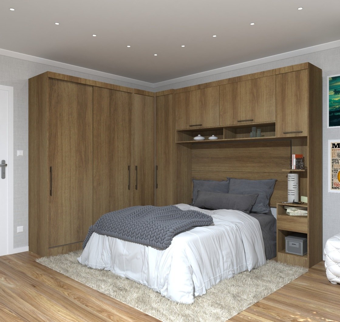 Guarda Roupa Modulado de Canto Casal Paris Avelã 6 Peças - Luciane ...