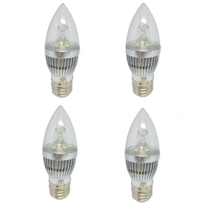 Lâmpada Led Vela 3w E27 Cristal Branco Quente 3A Kit 4 | MadeiraMadeira