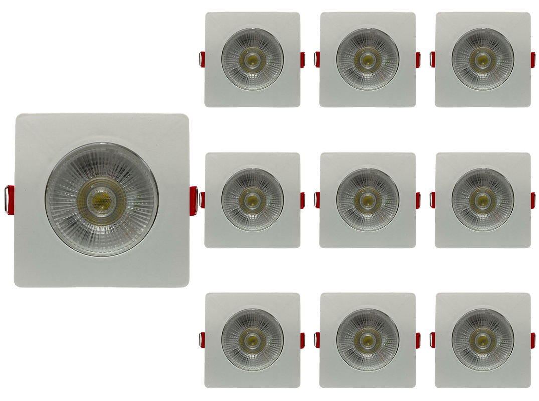 Kit 10 spots Led smd quadrado luz fria 6000k 9x9 cm branco | MadeiraMadeira
