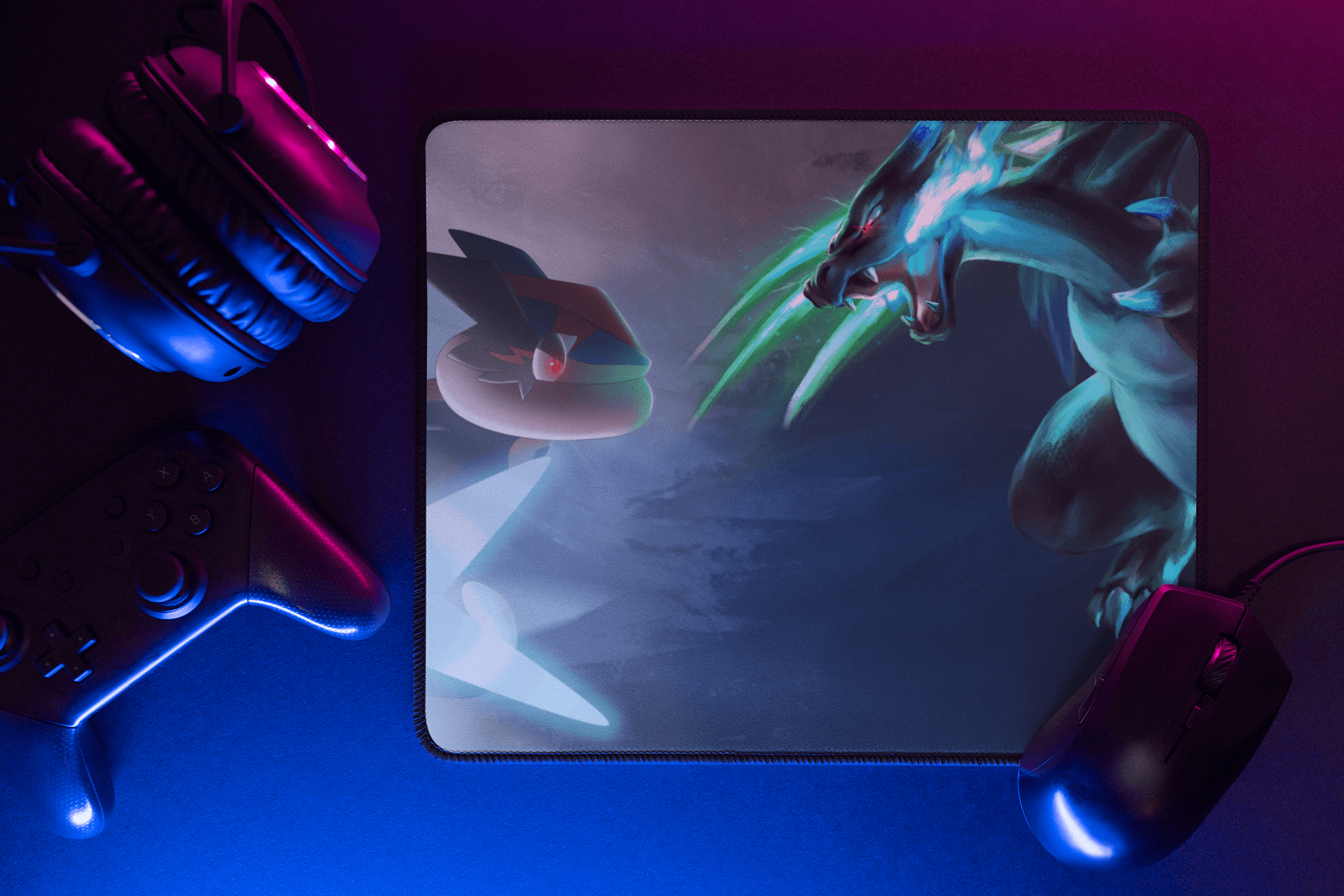 Mousepad Mega Charizard X e Greninja Pokémon | MadeiraMadeira