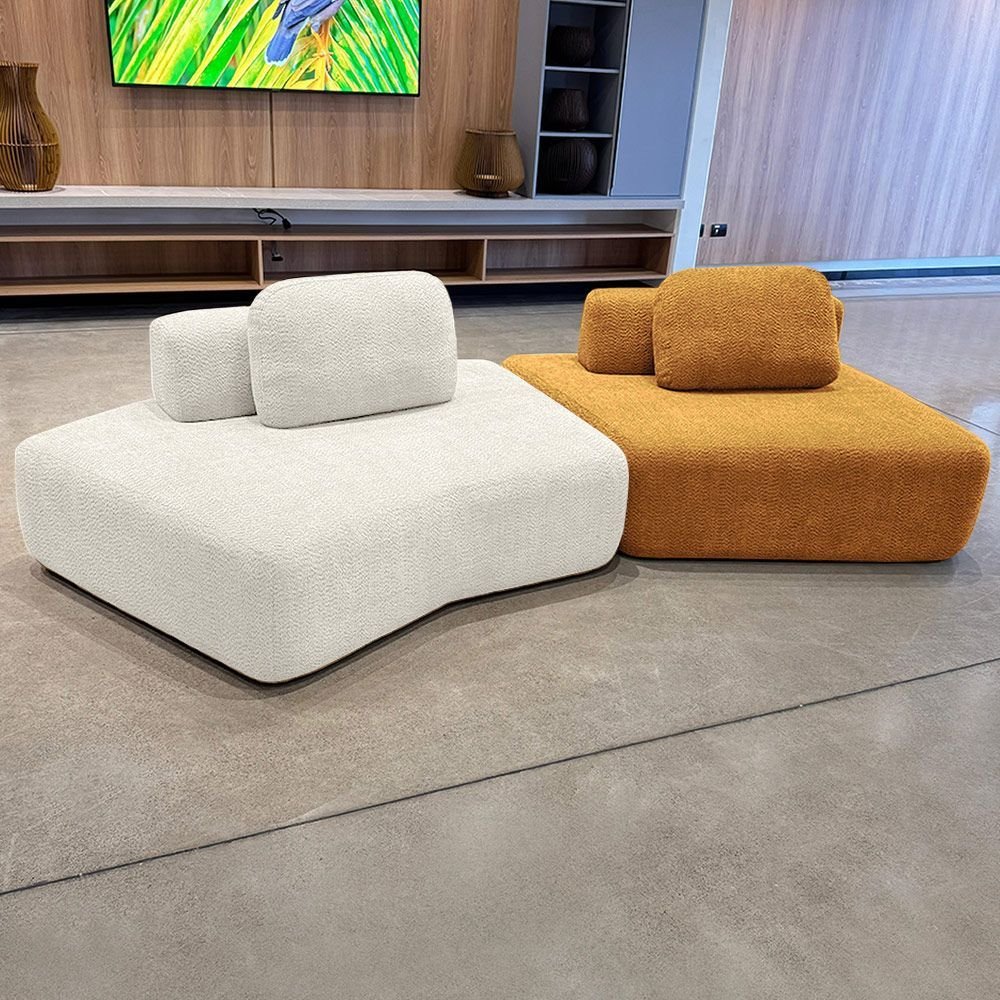 Sofá Ilha Sala de Estar Modulado Dakota Encosto Almofadas Soltas Bouclê ...