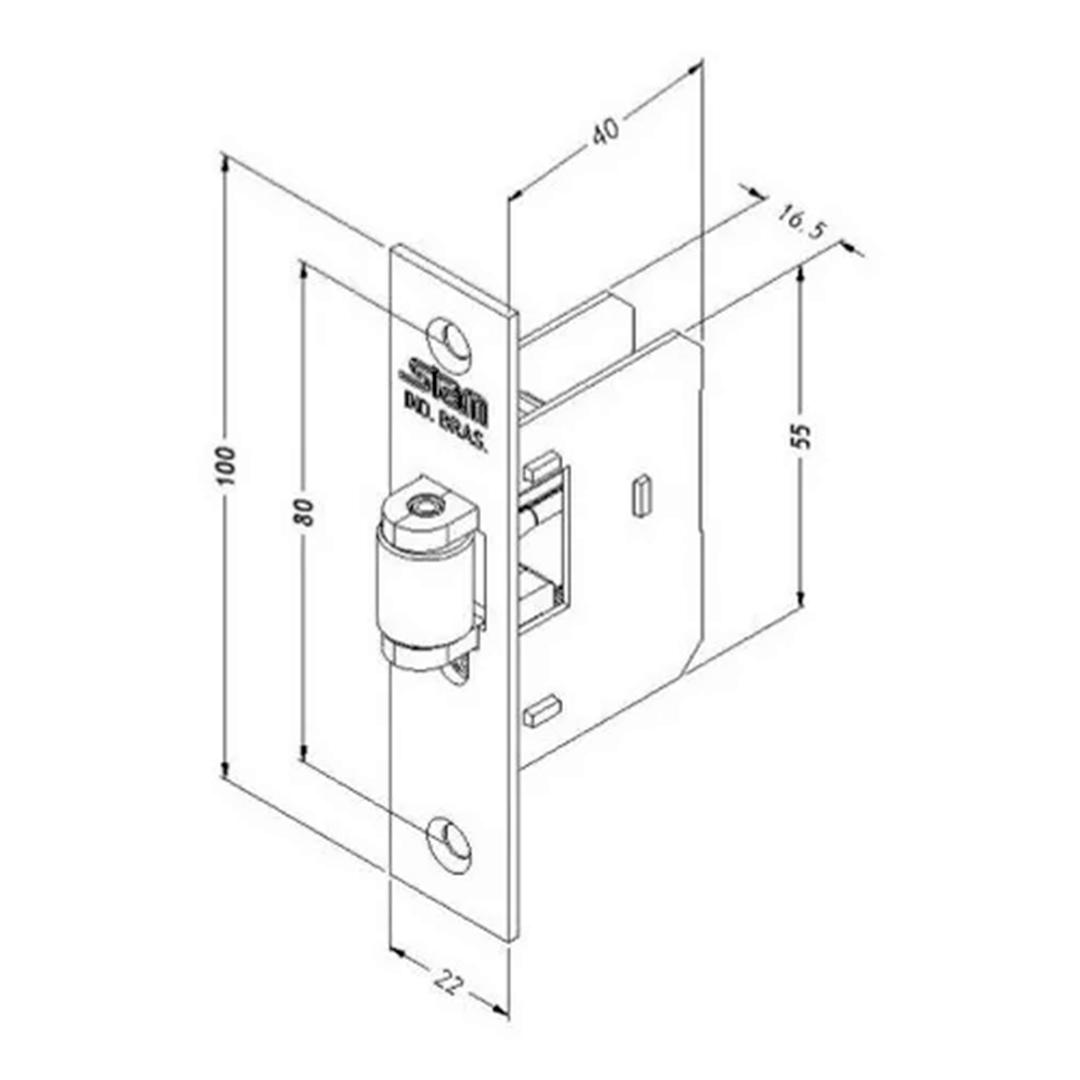 Fecho Pivotante Rolete Trinco para Porta sem Chave Stam Cr Fech ...