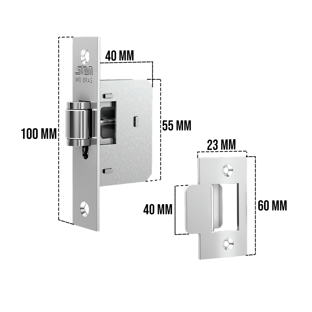 Fecho Pivotante Rolete Trinco para Porta sem Chave Stam Cr Fech ...