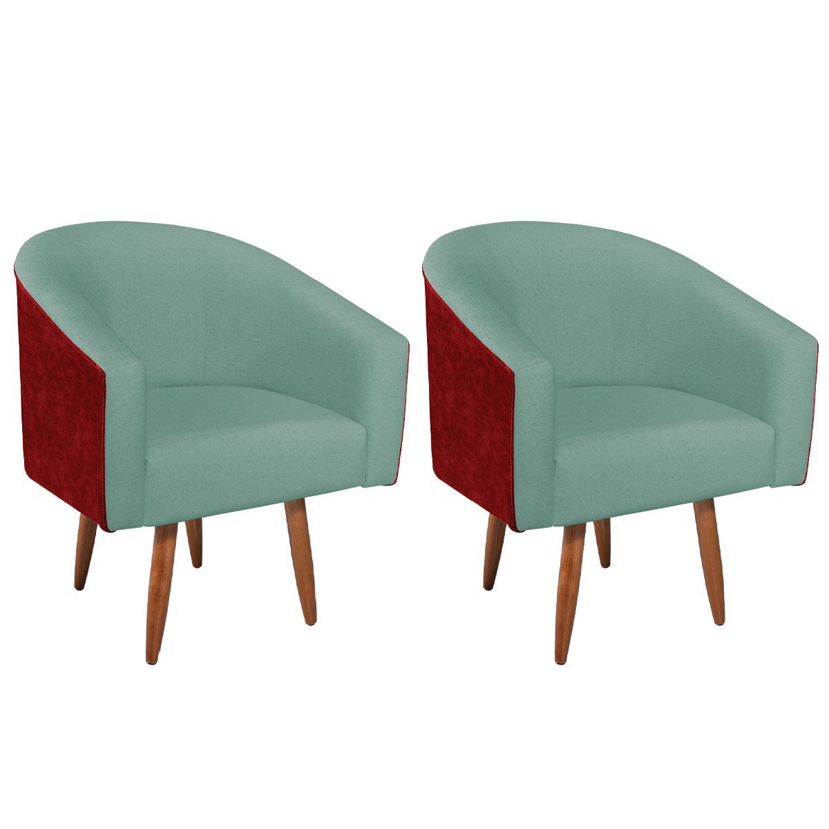 Kit 02 Poltronas Luiza Pés Palito Factor Vermelho e Linho - ADJ Decor ...