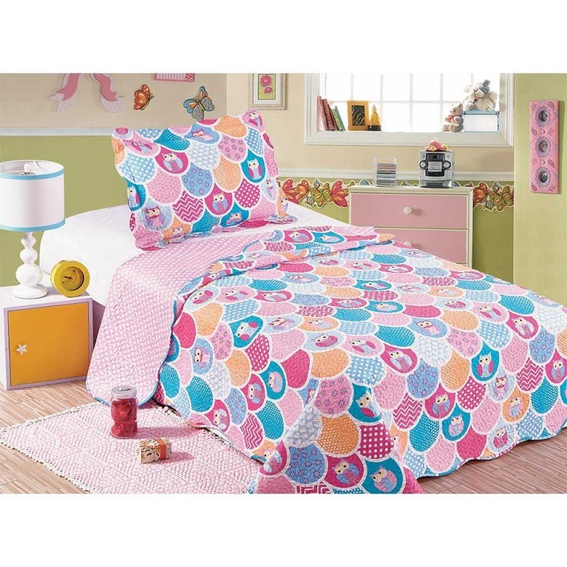 Colcha Evolution Patchwork Infantil Solteiro King 240x180 Owls Camesa ...