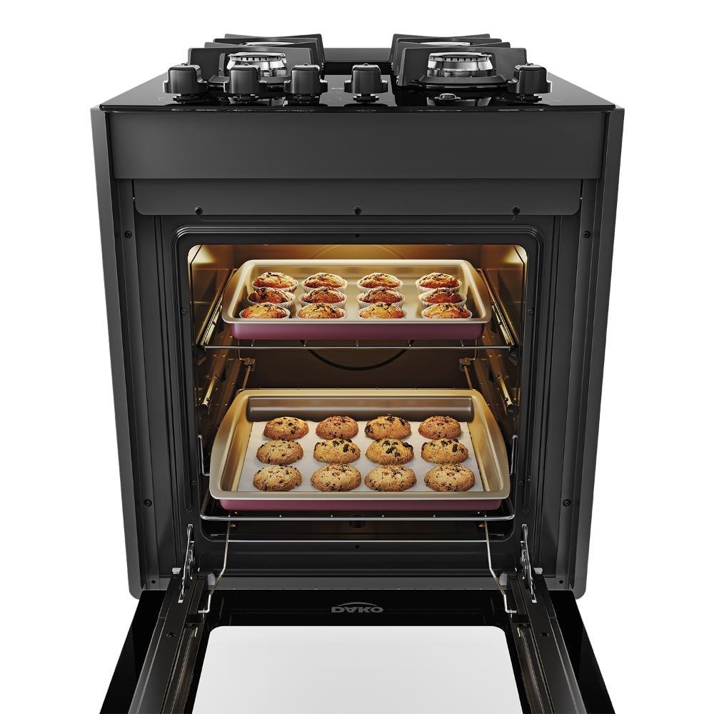 Fogão de Embutir 4 Bocas Preto com Mesa de Vidro Dako Supreme Bivolt | MadeiraMadeira