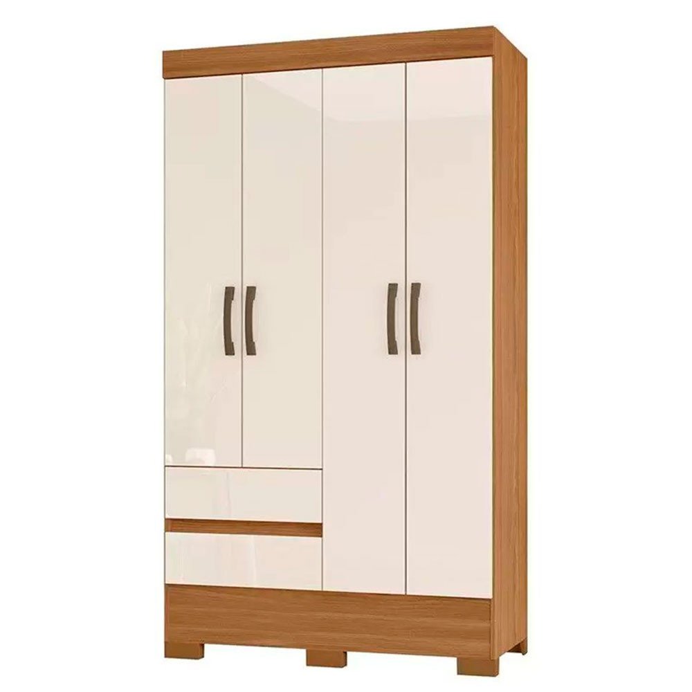 Guarda Roupa Solteiro Bs02 4 Portas e 2 Gavetas com Pés Briz Henn | MadeiraMadeira