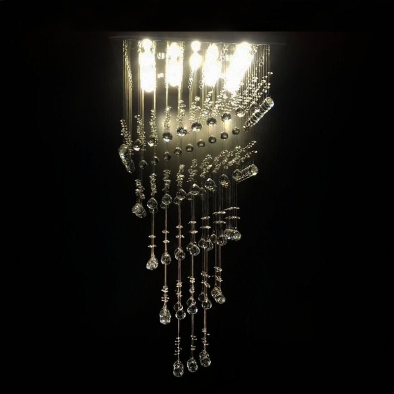 Lustre de Cristal quadrado cubo em queda 50x50cm + Lâmpada LED 220V ...