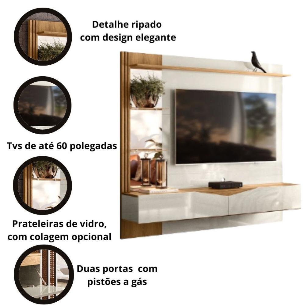 Painel Vegas Intense para Tvs até 60 Polegadas com Espelho Movelove | MadeiraMadeira
