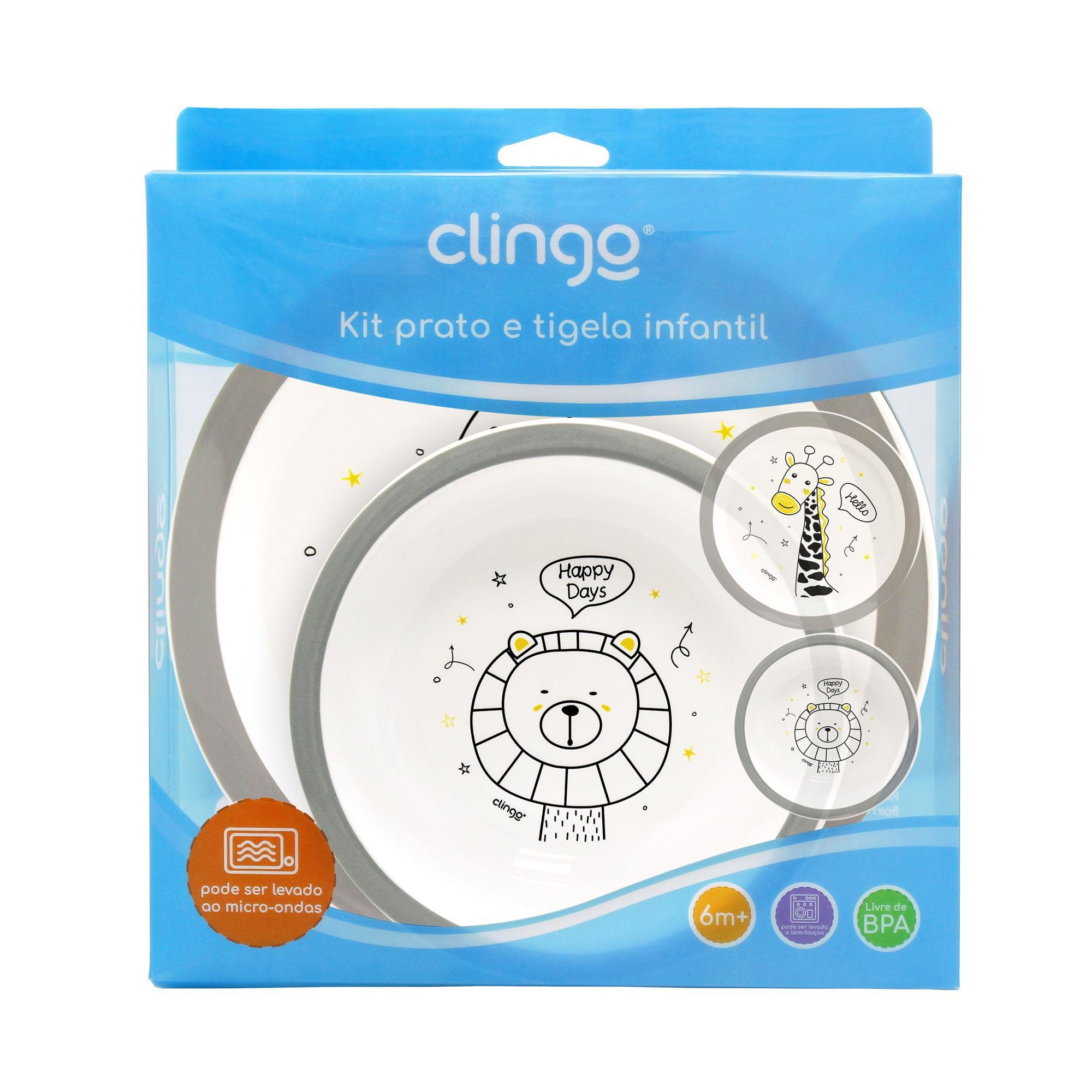 Kit Prato e Tigela Zoo - Clingo | MadeiraMadeira