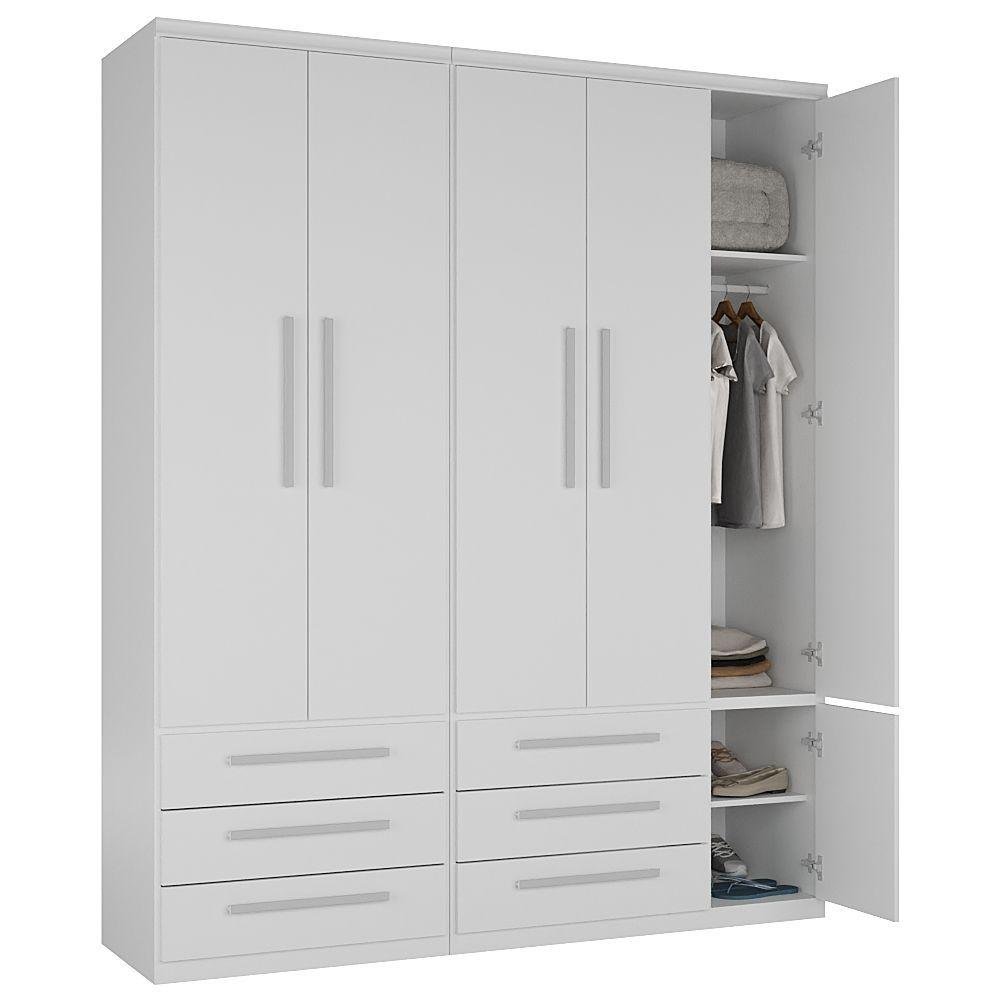 Guarda-roupa 5 Portas 6 Gavetas Modular 1310 Ilan Branco | MadeiraMadeira