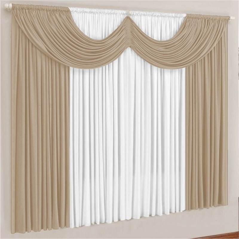 Cortina Paris para Varão Simples 2,00M x 1,70M 01 Peça - Avelã/Branco ...