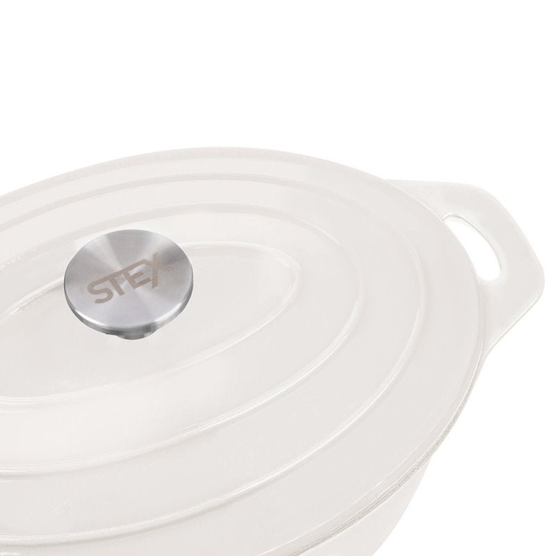 Panela Oval de Ferro Fundido Esmaltada - Stex Cookware - Branca Fosca ...