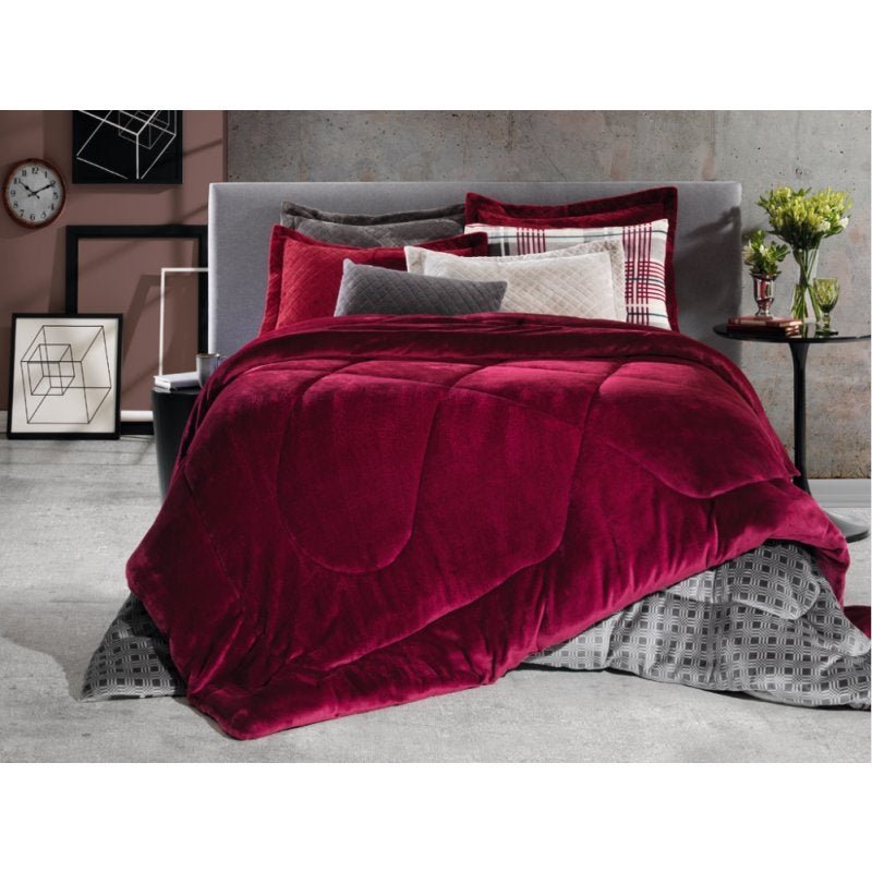 Edredom Plush Inove Liso Queen 2,40m x 2,60m Hedrons | MadeiraMadeira
