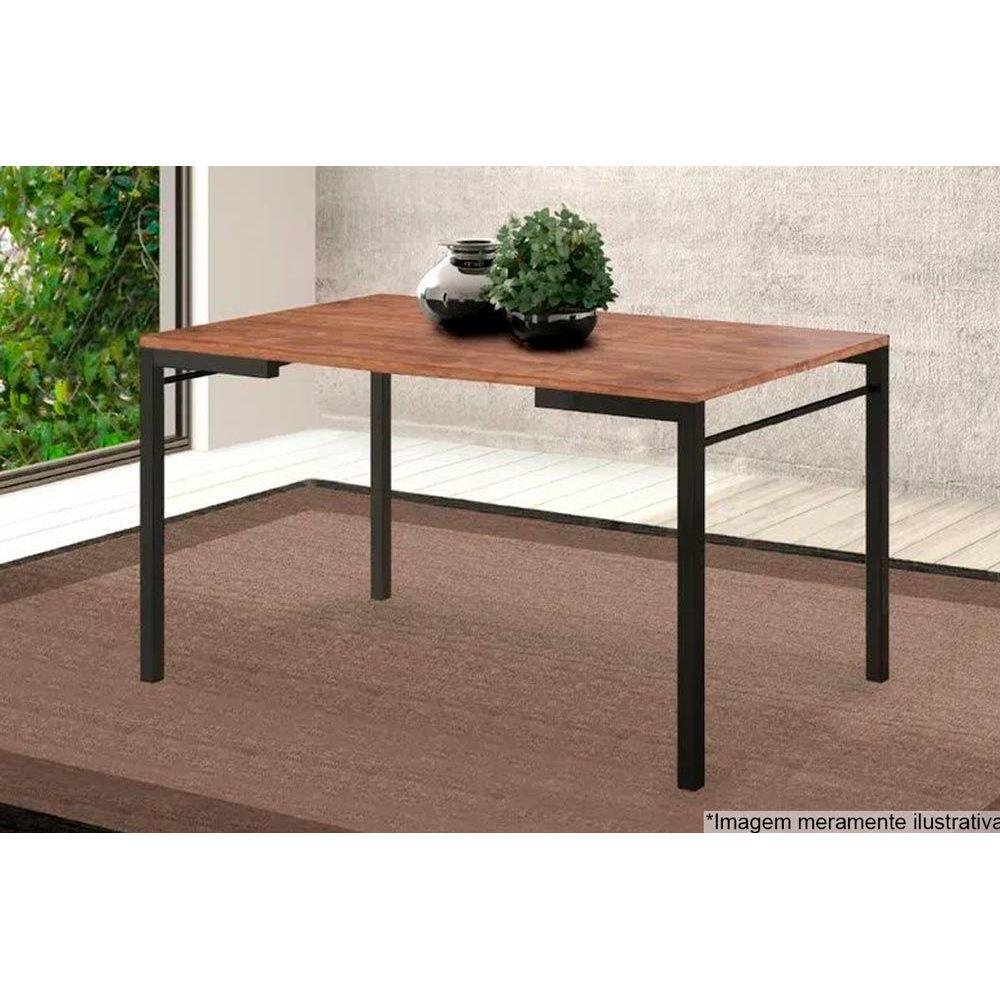 Mesa de Sala Jantar 1526 + Tampo Madeirado 136x90cm Preto/Native ...