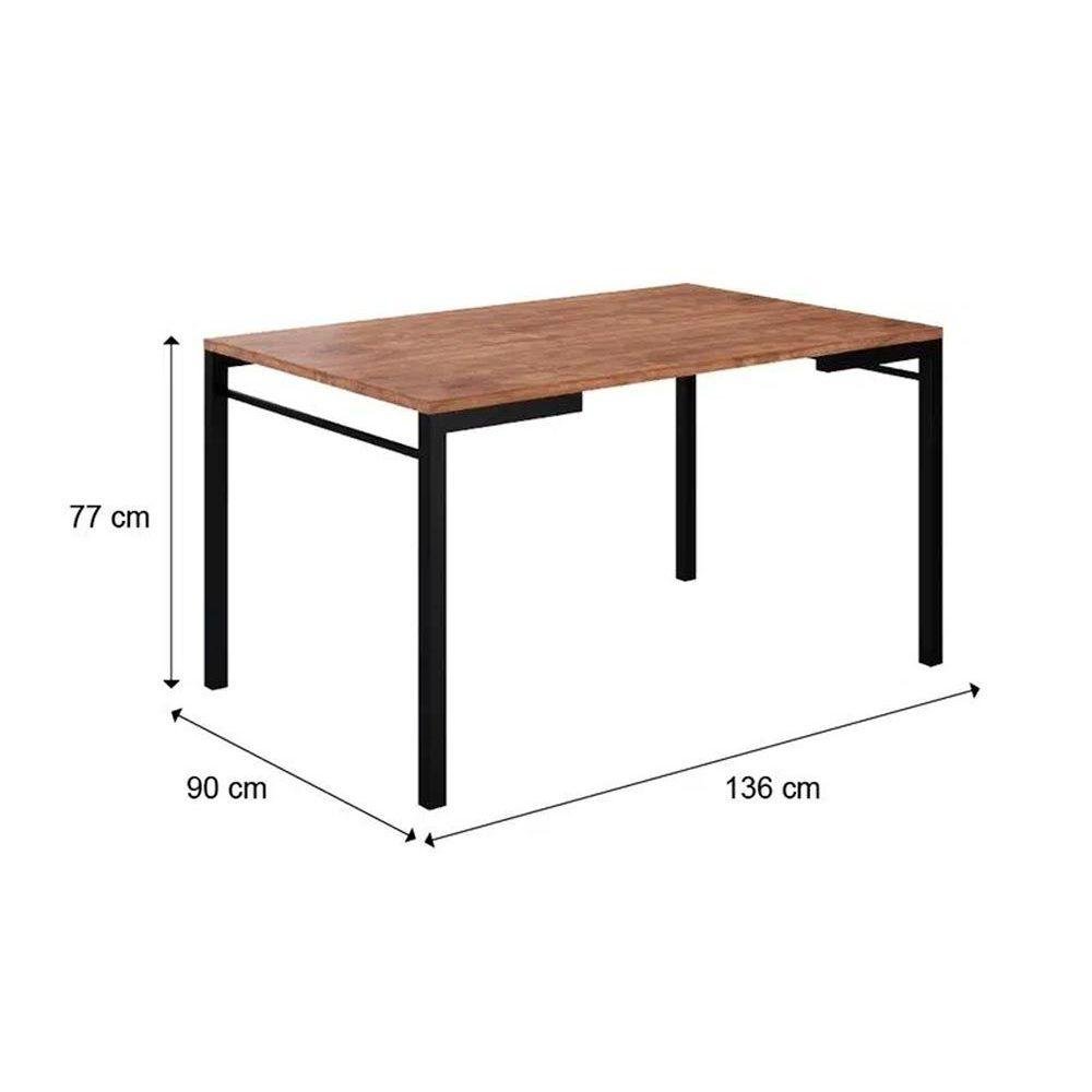Mesa de Sala Jantar 1526 + Tampo Madeirado 136x90cm Preto/Native ...
