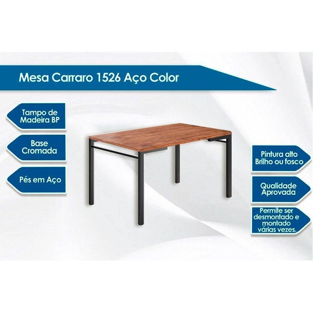 Mesa de Sala Jantar 1526 + Tampo Madeirado 136x90cm Preto/Native ...