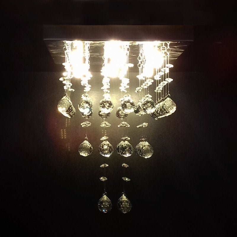 Lustre de Cristal Quadrado Três Cubos 30x30cm + Lâmpada LED 220V ...