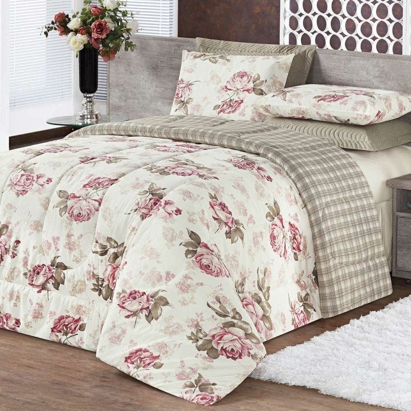 Kit Esmeralda Suavity Queen Dupla Face Percal 180 Fios Matelassado 04 ...