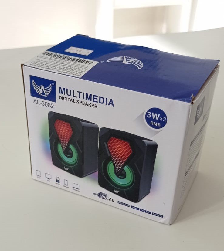 Caixa de Som 2.0 p/ Notebook Pc Rgb Celular (AL-3082) | MadeiraMadeira