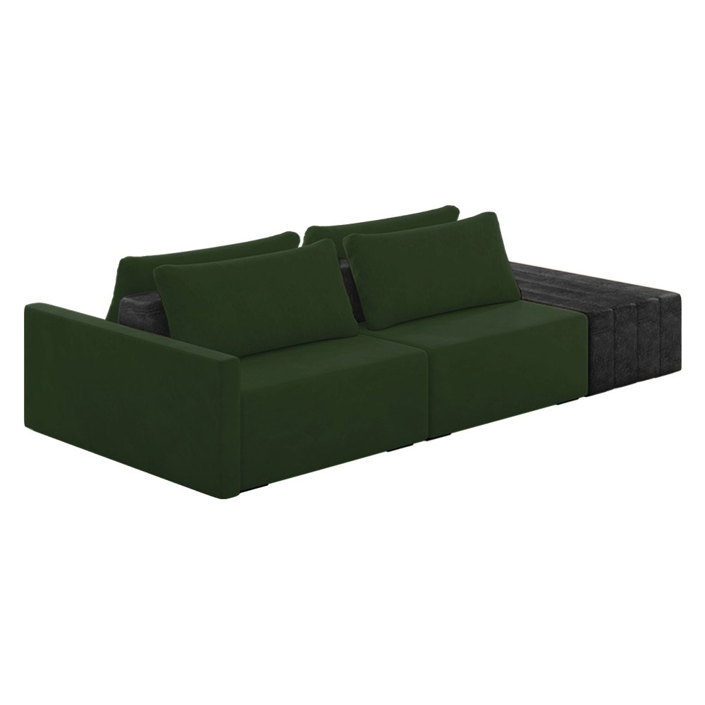 Sofá Ilha 2 Lugares Living 292cm Modulado Sala Lary Veludo Verde/pu Pto ...