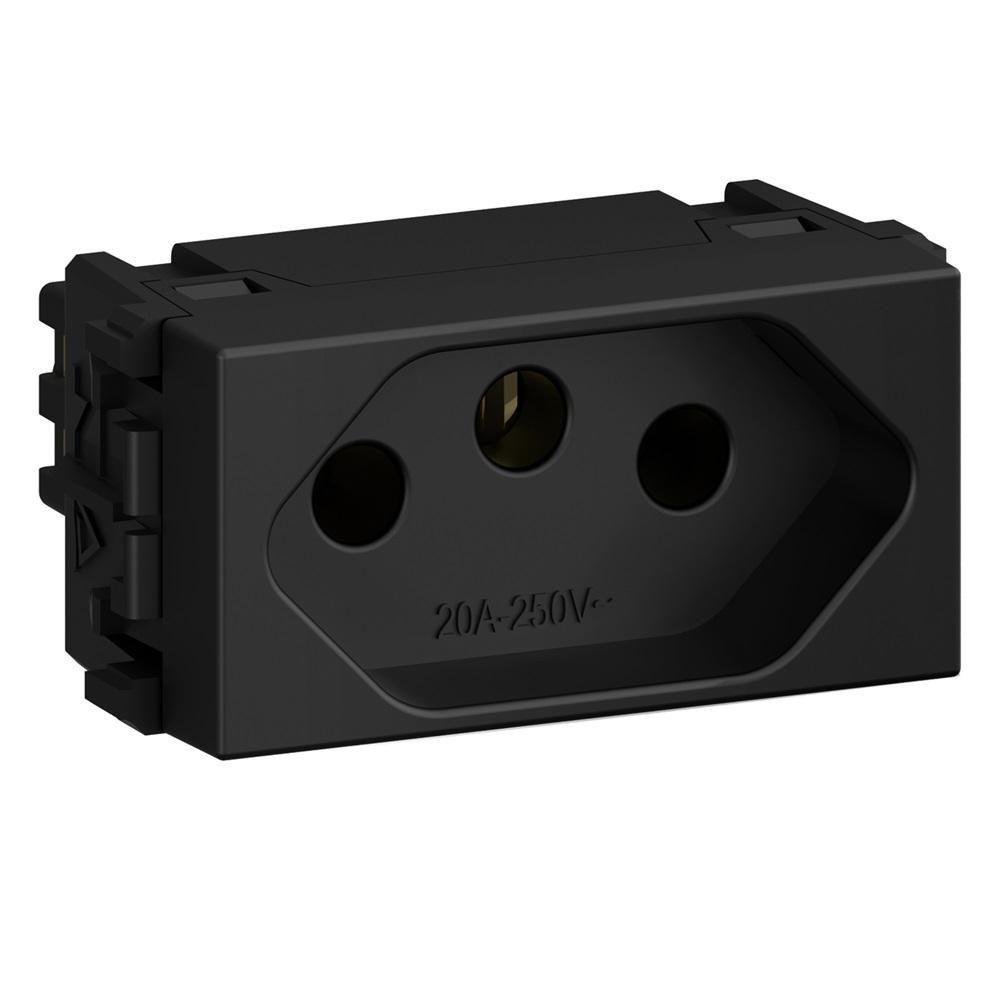 Módulo Tomada 2 Polos + Terra 20A 250V Refinatto Style Preto ...