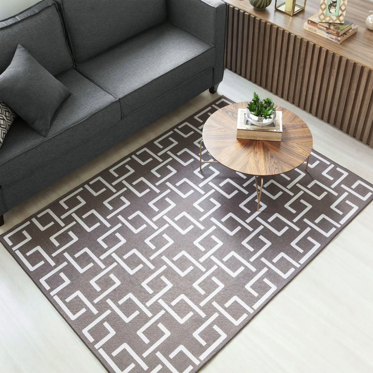 Tapete Corttex Berlim Geométrico Cinza e Branco - 2,40M x 2M de Largura ...