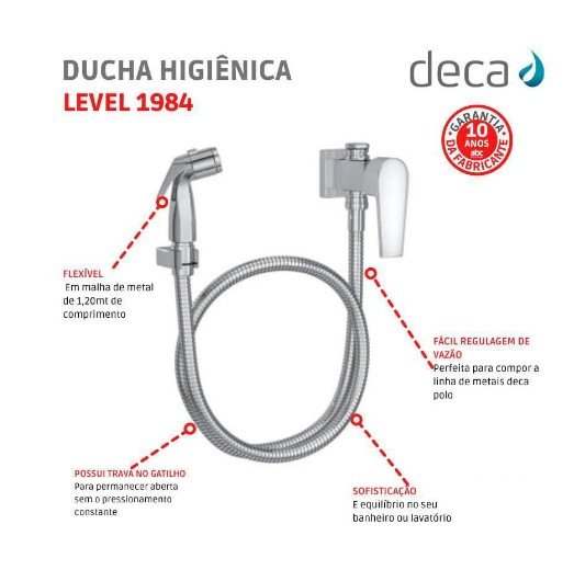 Ducha Higiênica com Registro e Derivação Level 1984.C26.ACT.CR - Deca ...
