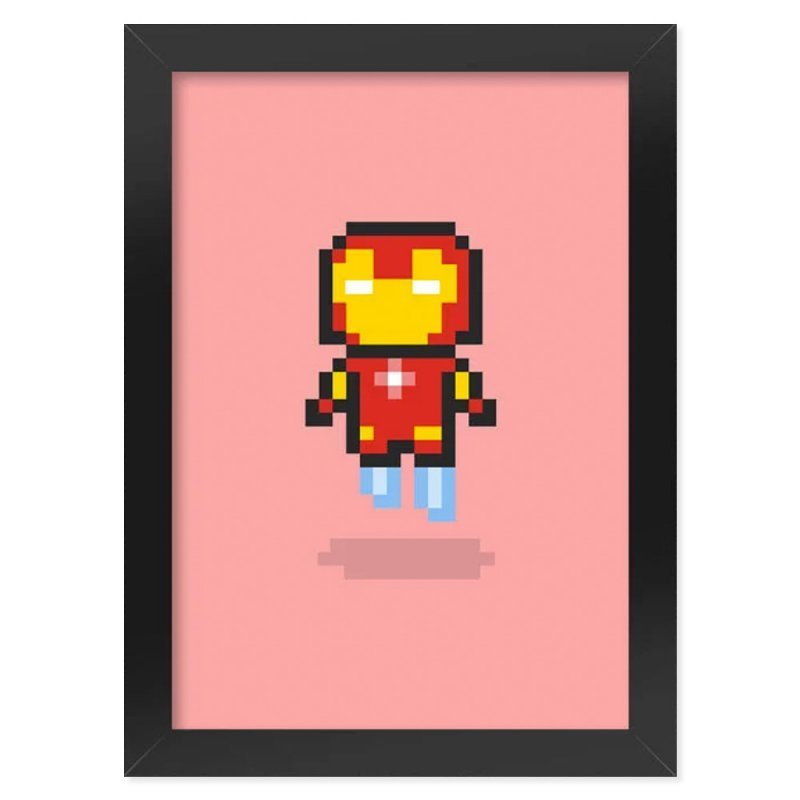 Poster com Moldura Iron Pixel Man | MadeiraMadeira
