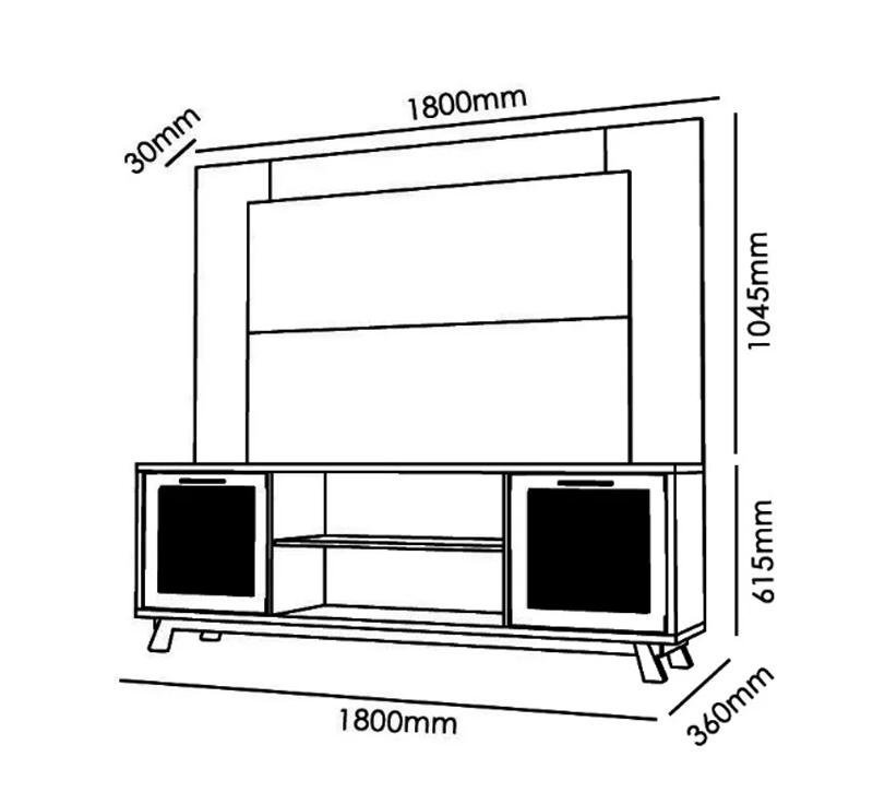 Bancada Gênesis Com Painel 1.8 para TV de até 75 Polegadas Palisandro/Branco - Mobler ...